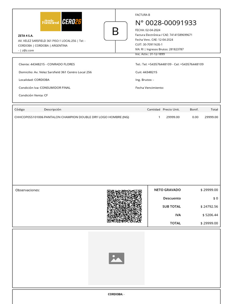 Factura Electrónica ZETA 4 S.A. Córdoba | PDF