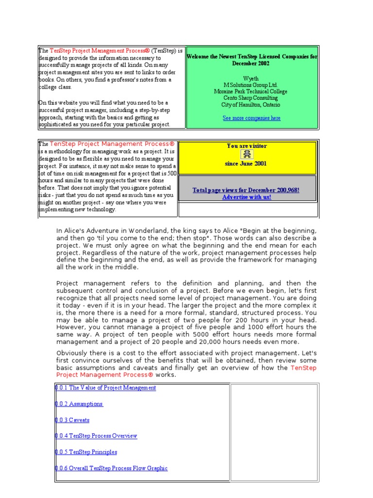 The TenStep Project Management Process | PDF | Project Management ...