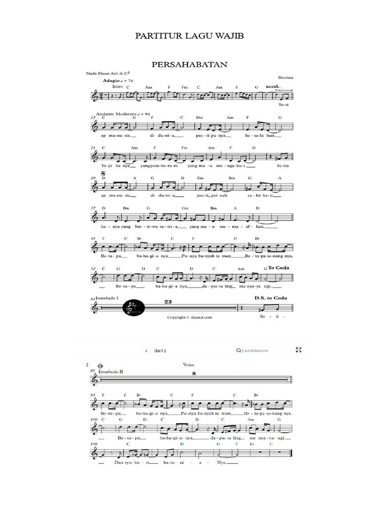 Partitur Dan Lirik Lagu Fls2n | PDF