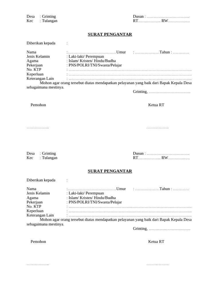 Surat Pengantar | PDF