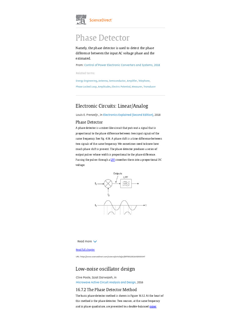 Phase Detector - An Overview - ScienceDirect Topics | PDF | Detector ...
