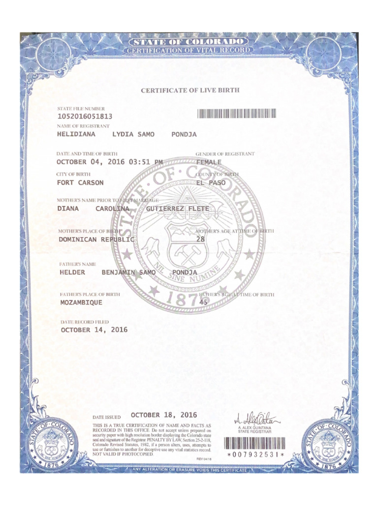 Certification of Vital Record | PDF
