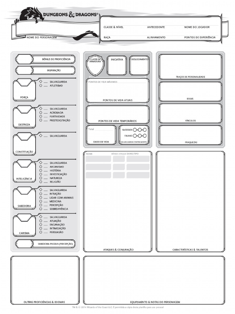 Cópia de Ficha - DD - 5E - Cópia | PDF