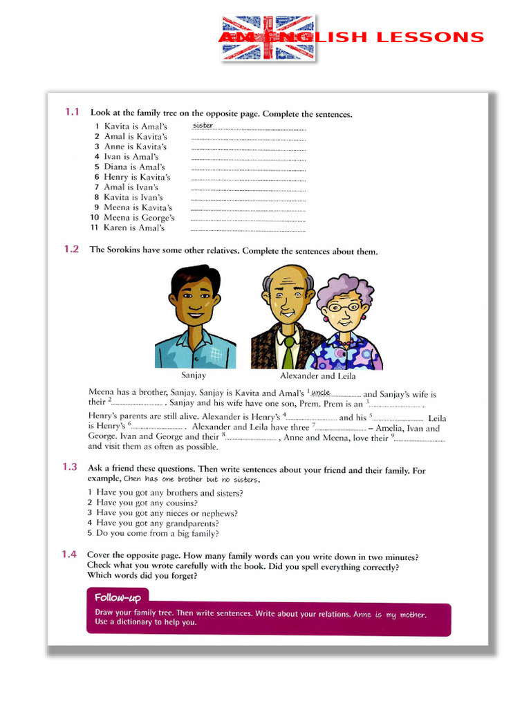 FAMILY & RELATIVES - The Family - English Vocabulary in Use - Exercises ...