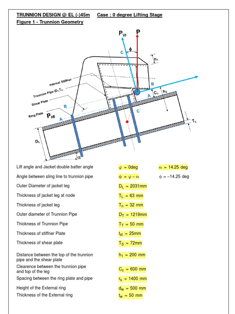 Bottom Trunnion (-) 45m - With Shear Plate Extension (0 Deg) | PDF ...