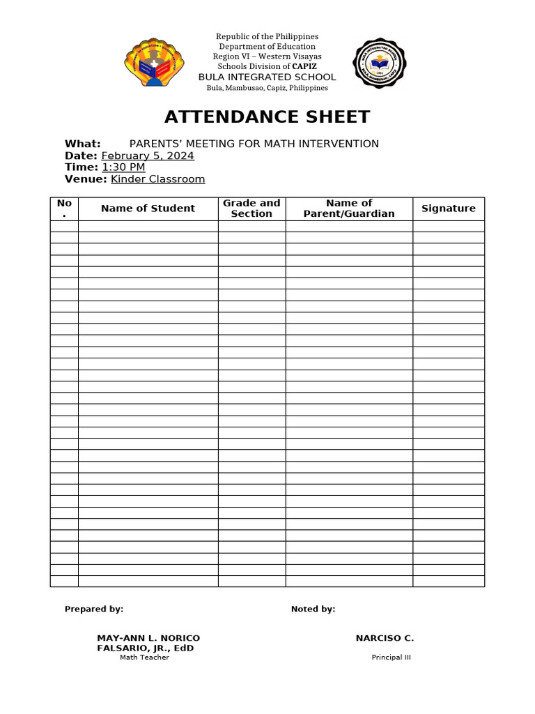 Attendance Sheet | PDF