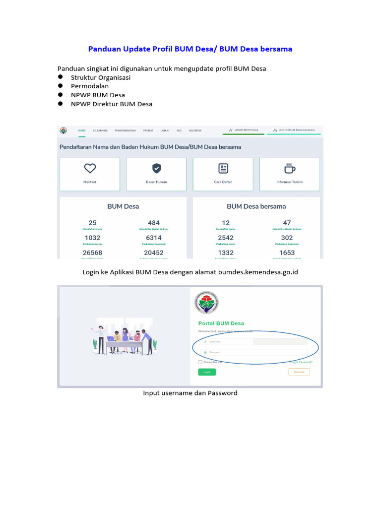 Panduan Singkat Update Profil Bumdes | PDF