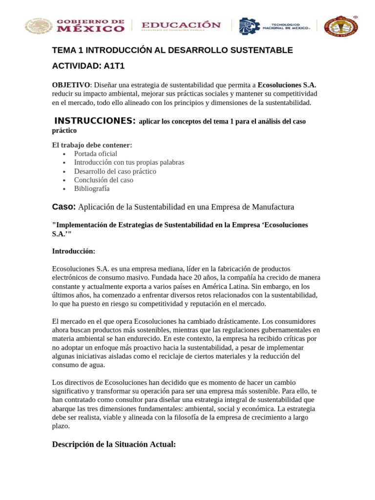 Caso Tema-1 | PDF | Sustentabilidad | Residuos