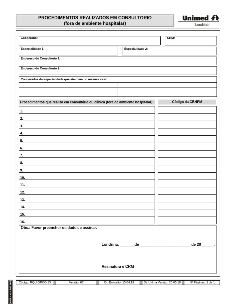 Cadastramento de Procedimentos | PDF