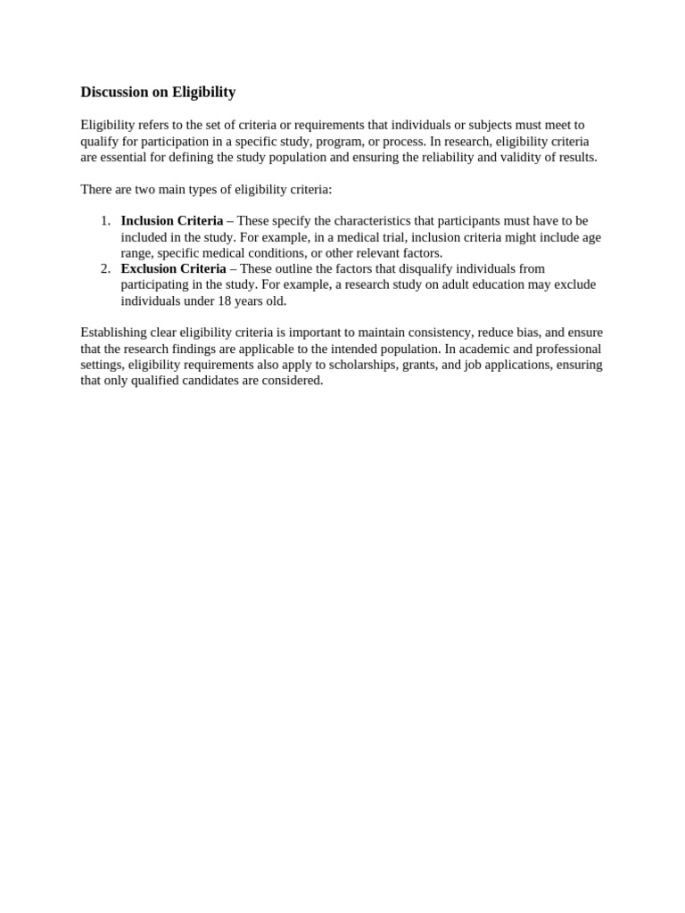 Eligibility | PDF