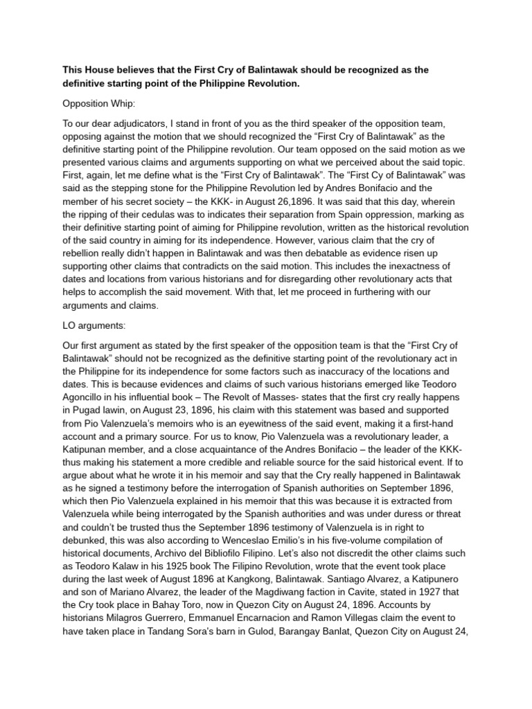 Opposition Whip Speech | PDF | Philippines | Spanish East Indies