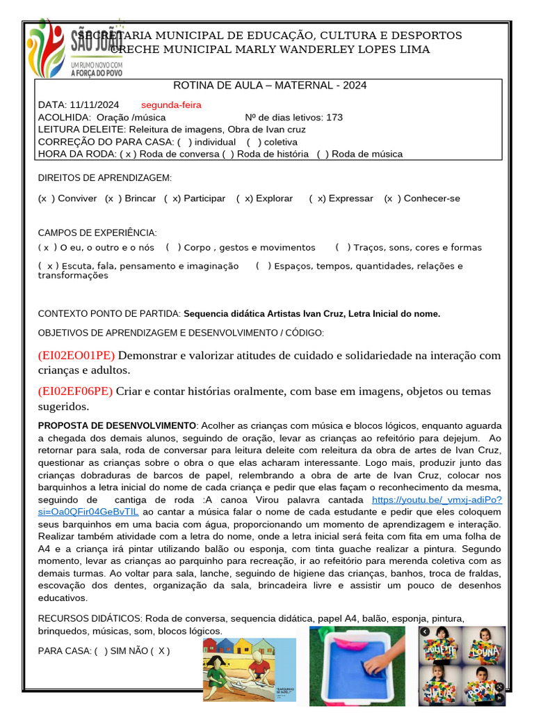 PLANEJAMENTO REGULAR 11 A 14 Novembro Liane | PDF | Aprendizado | Recreação