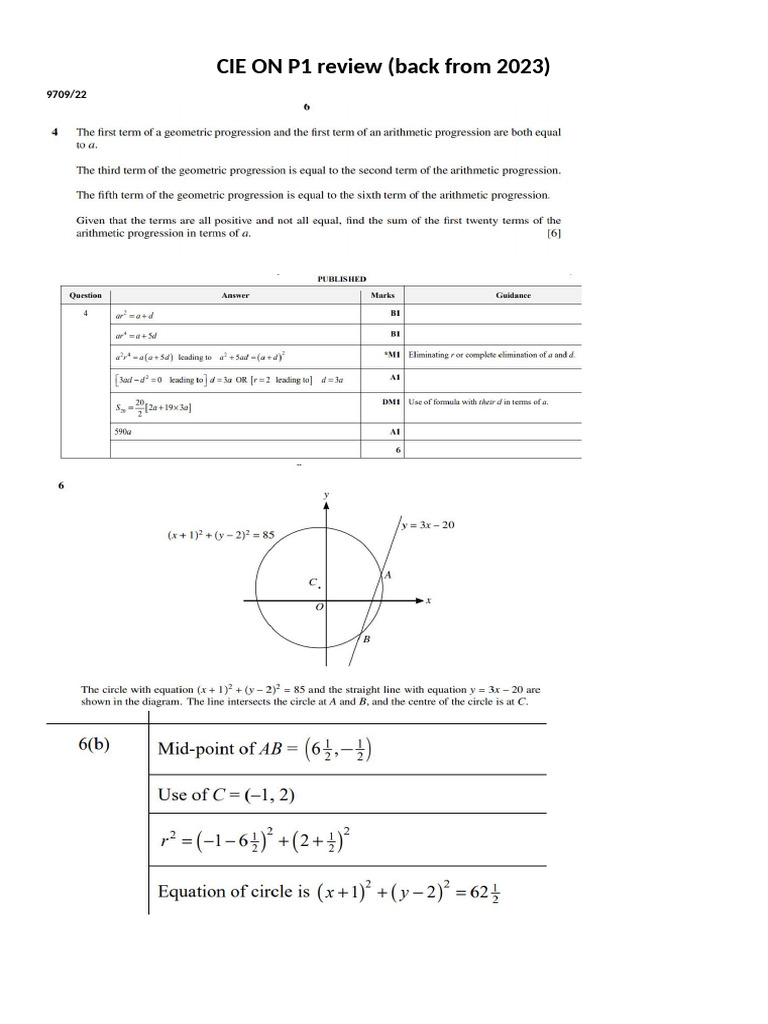 CIE ON P1 Review | PDF