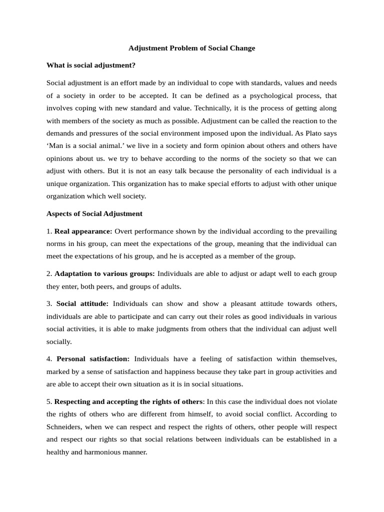 Understanding Social Adjustment Factors | PDF | Behavior | Mental Disorder