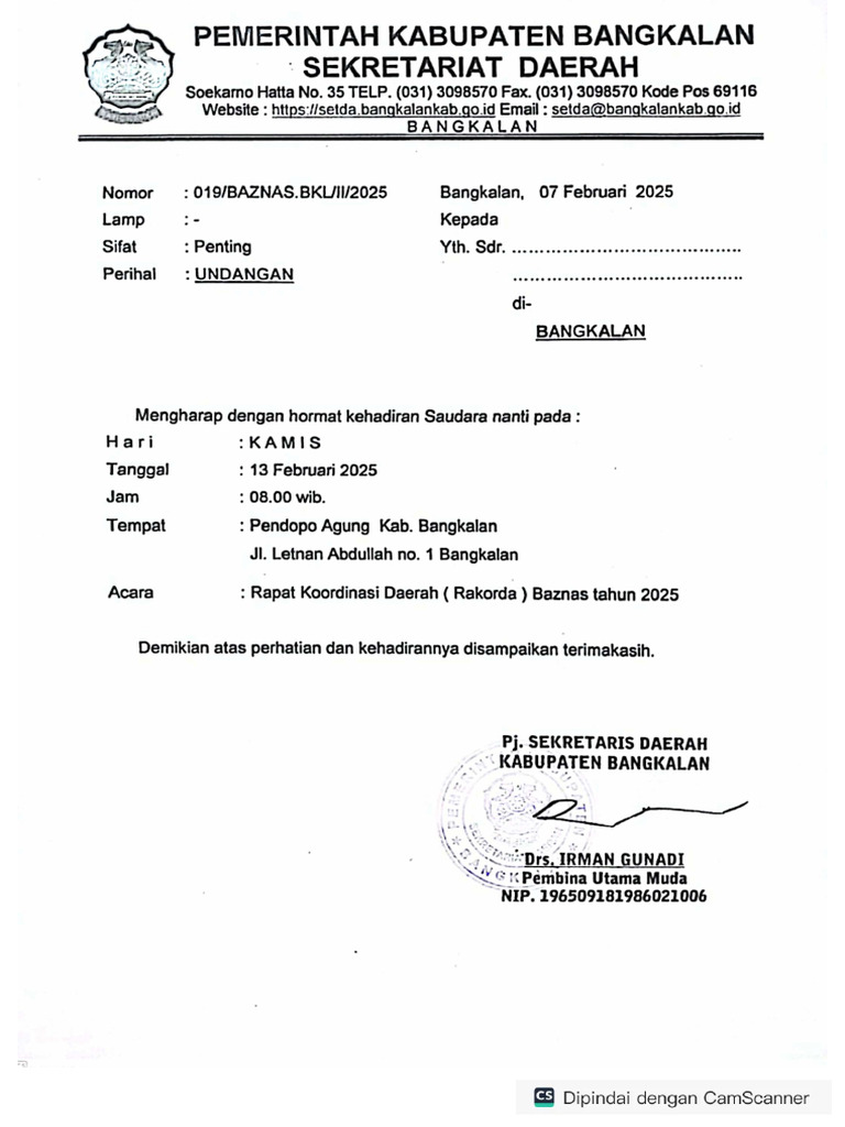 Undangan Rakerda Dan BAZNAS Award 2025 | PDF