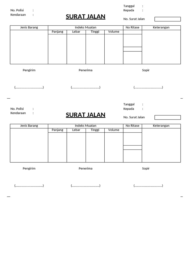 Contoh Format Surat Jalan Barang | PDF