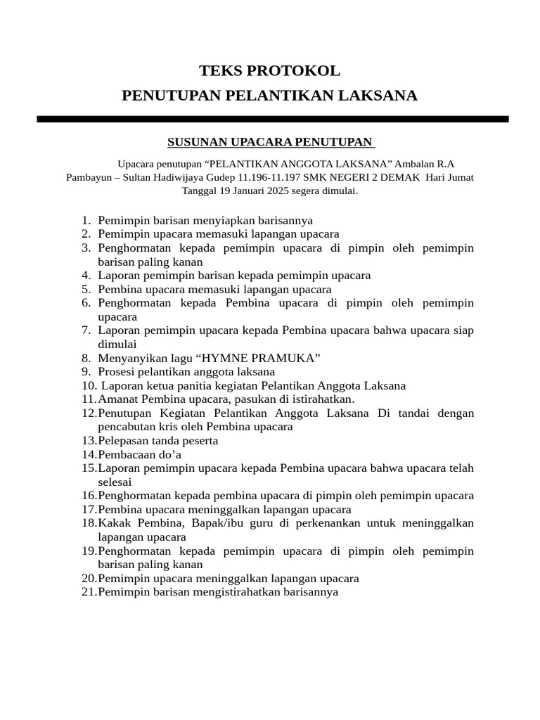Teks Protokol Penutupan | PDF