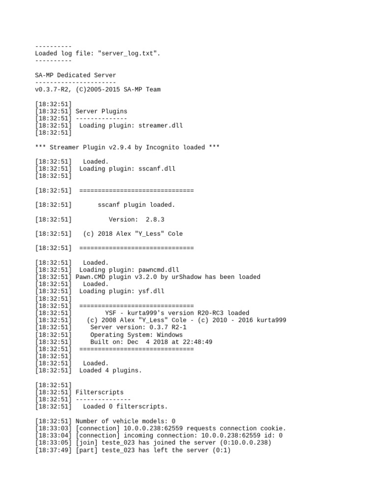 SA-MP Server Log Analysis | PDF | Software | Computer Science