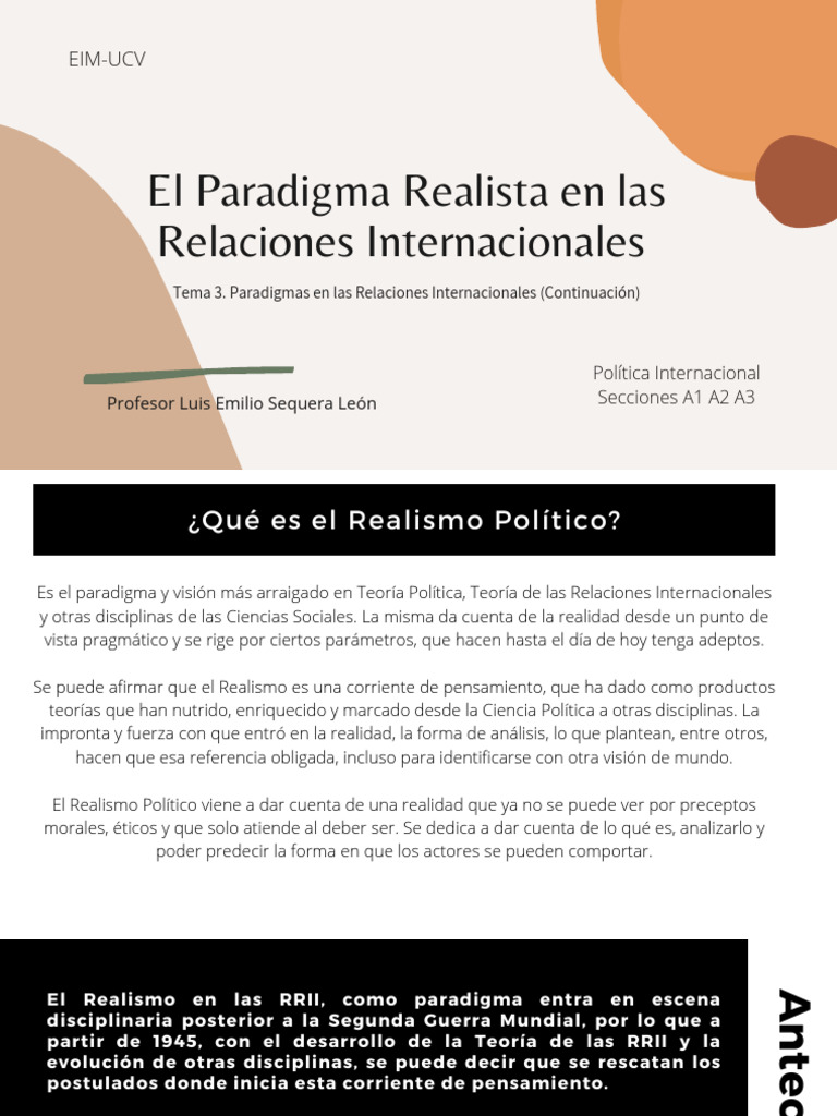 Tema 3. (Continuación) Paradigma Realista en Las RRII | PDF | Realismo ...