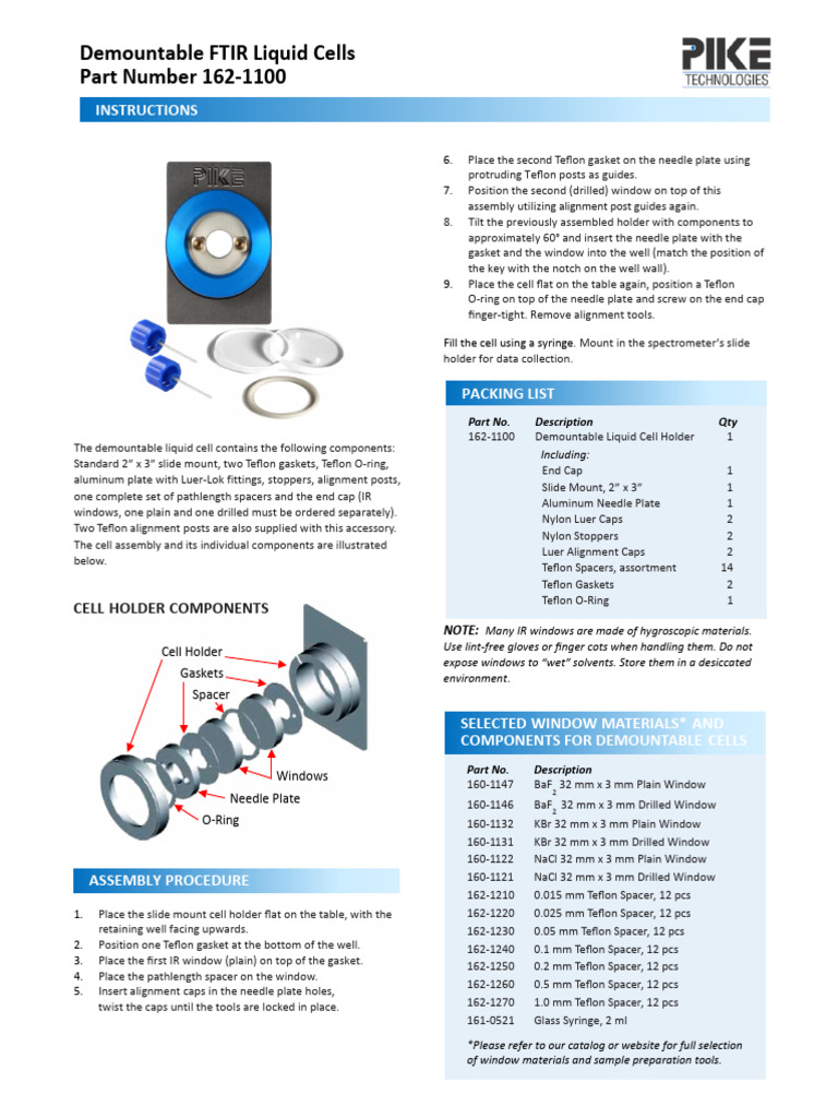 Demountable Liquid Cells Manual | PDF | Syringe