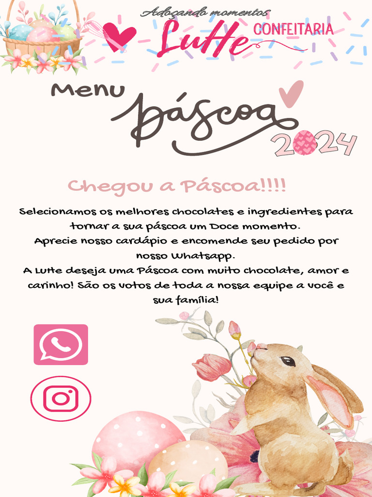 Cardápio de Páscoa 2025 LuHe Confeitaria | PDF