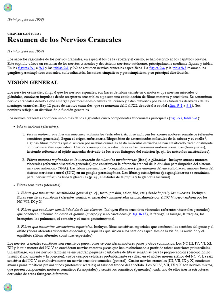 Capítulo 9 - Resumen de Los Nervios Craneales | PDF | Sistema nervioso ...