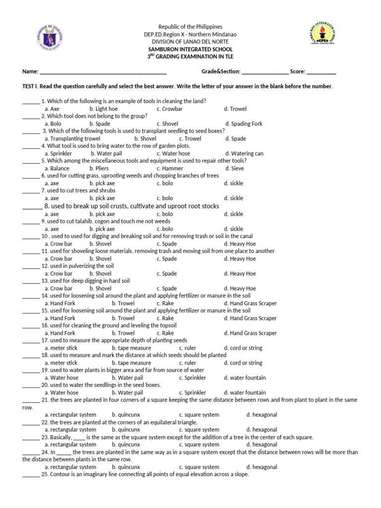 3rd Grading Exam | PDF | Agriculture | Botany