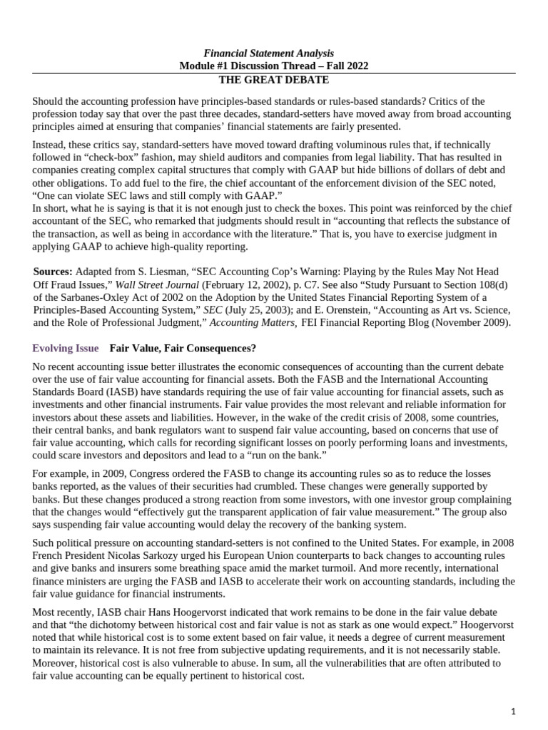 Principles vs. Rules in Accounting Standards | PDF | Fair Value ...