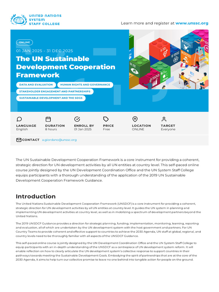 The UN Sustainable Development Cooperation Framework | PDF | United ...