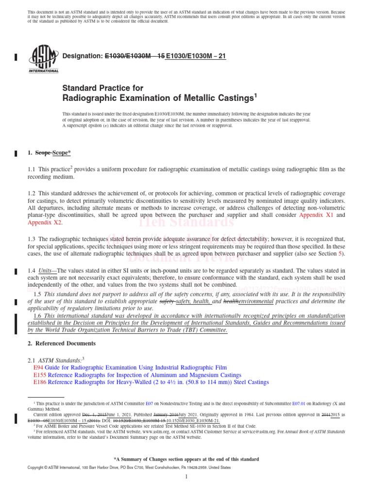 ASTM-E1030-E1030M-21 | PDF | Nondestructive Testing | Radiography