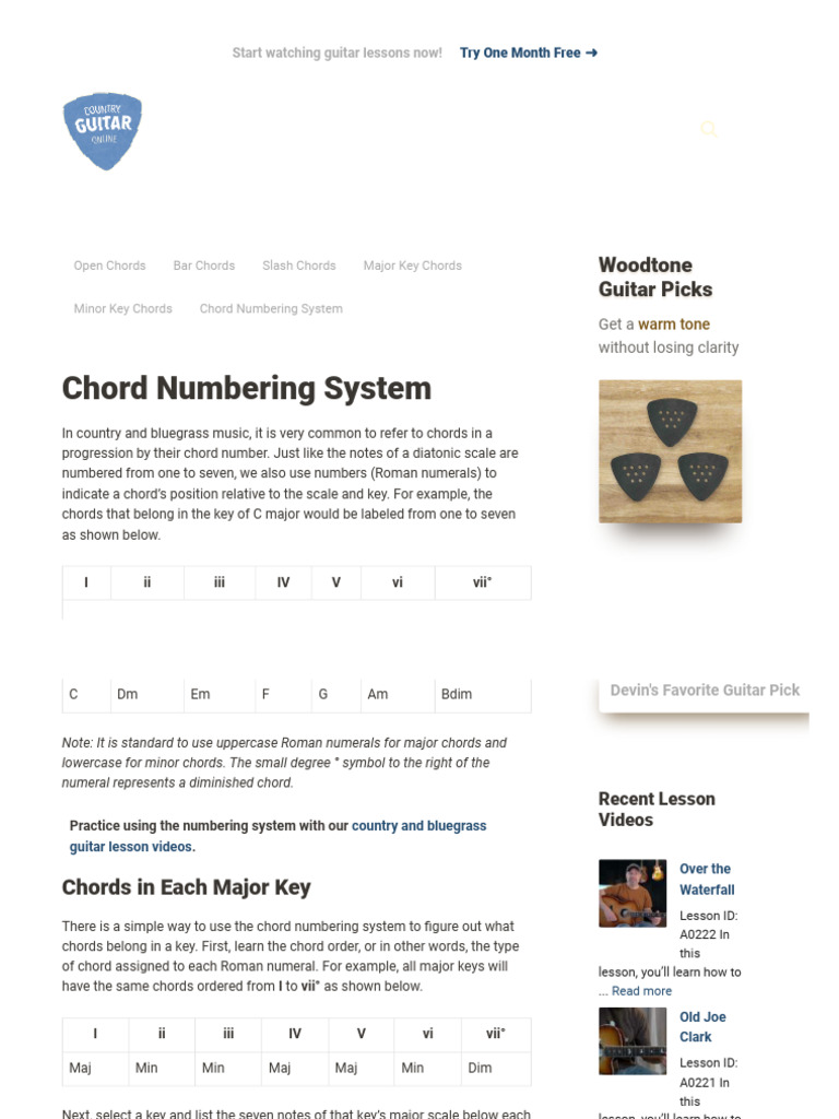 Country Guitar Chord Numbering Guide | PDF | Chord (Music) | Music Theory