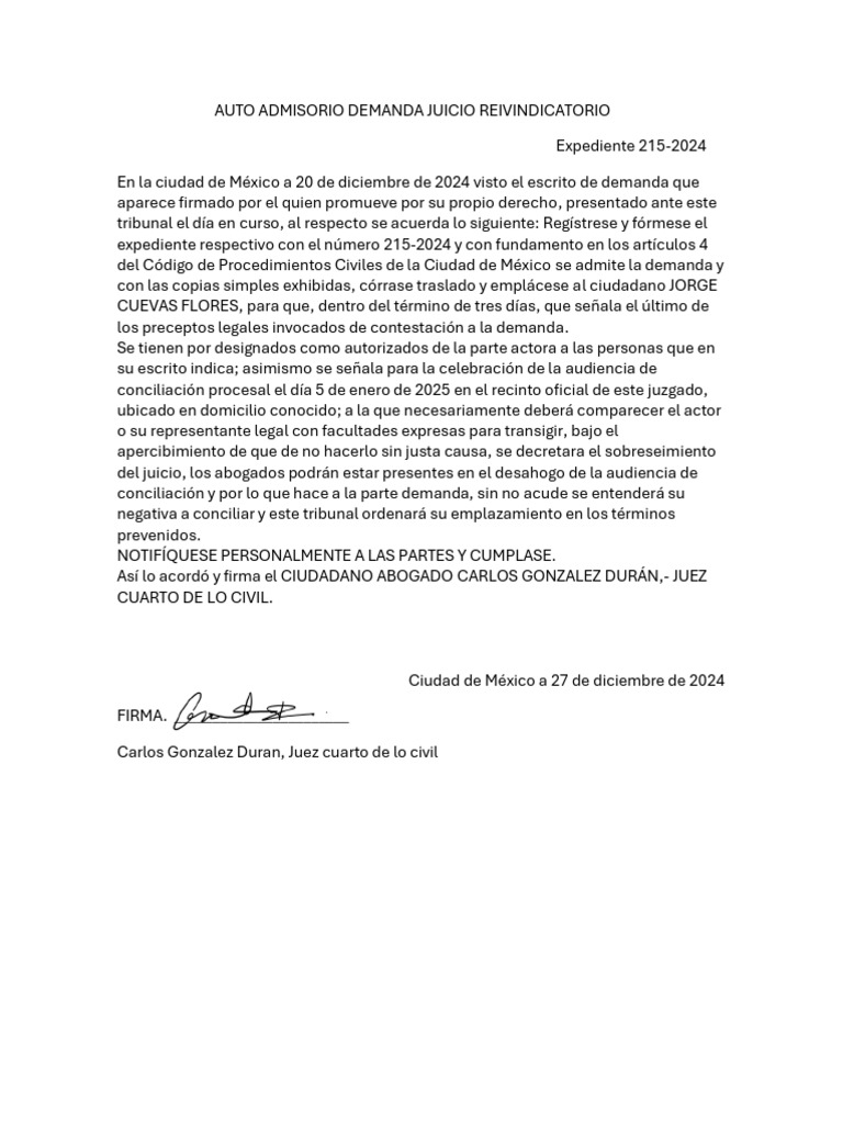 Auto Admisorio | PDF