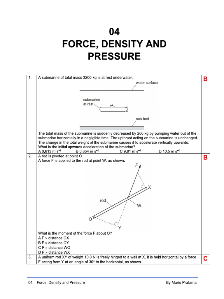 Force, Density, Pressure | PDF