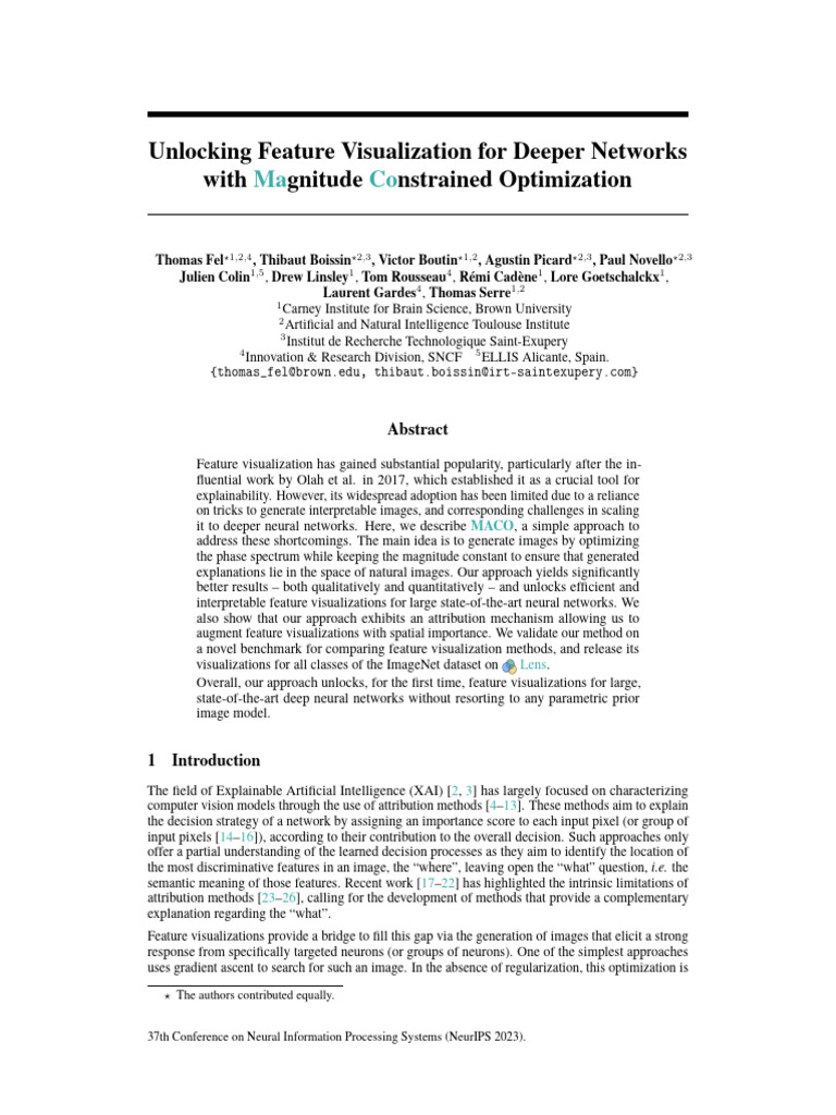 MACO: Enhanced Feature Visualization for Deep Networks | PDF | Applied Mathematics | Artificial ...