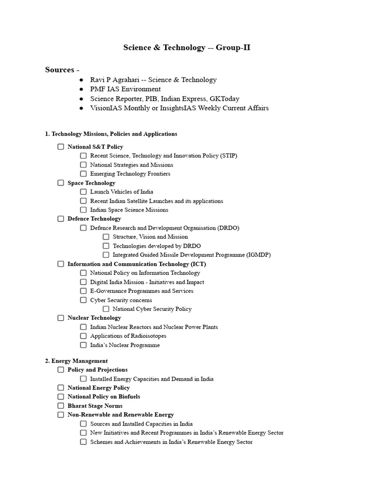 Science & Technology -- Group-II -- Check List | PDF | Climate Change ...