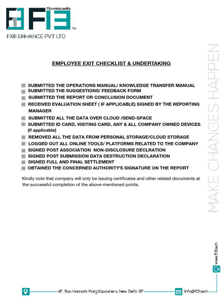 Employee Exit Process Checklist | PDF | Non Disclosure Agreement ...