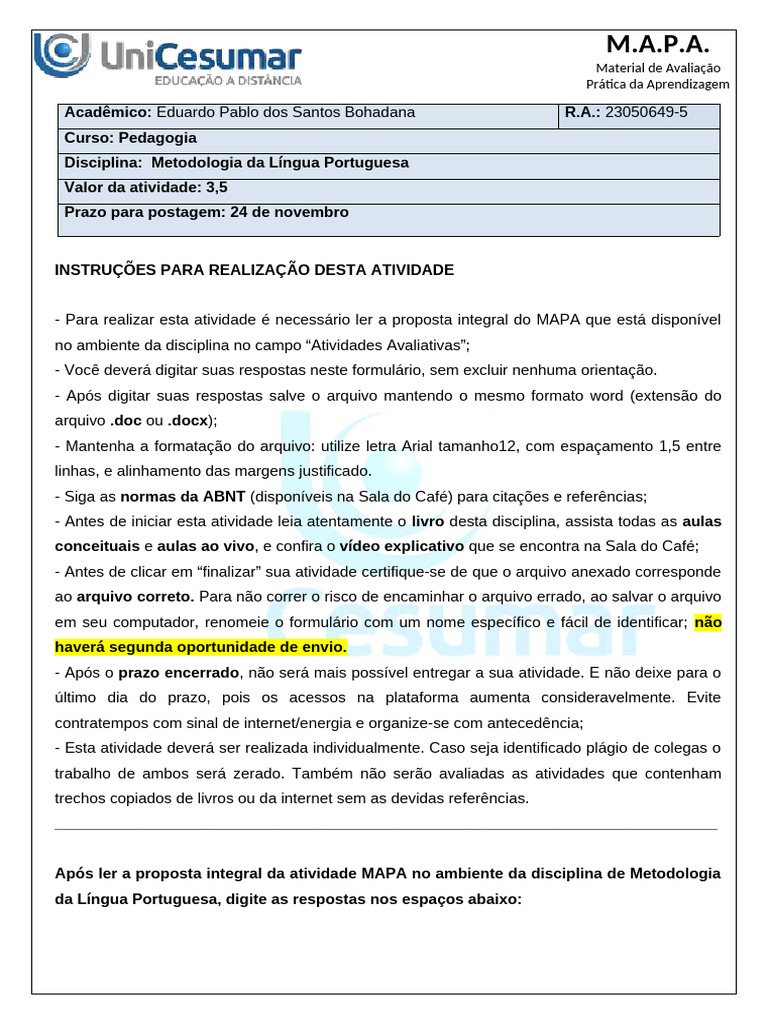 Atv. mapa edu pronta | PDF | Aprendizado | Imagem