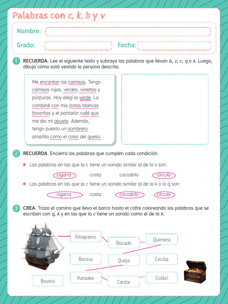 Palabras Con C, K B, y V | PDF