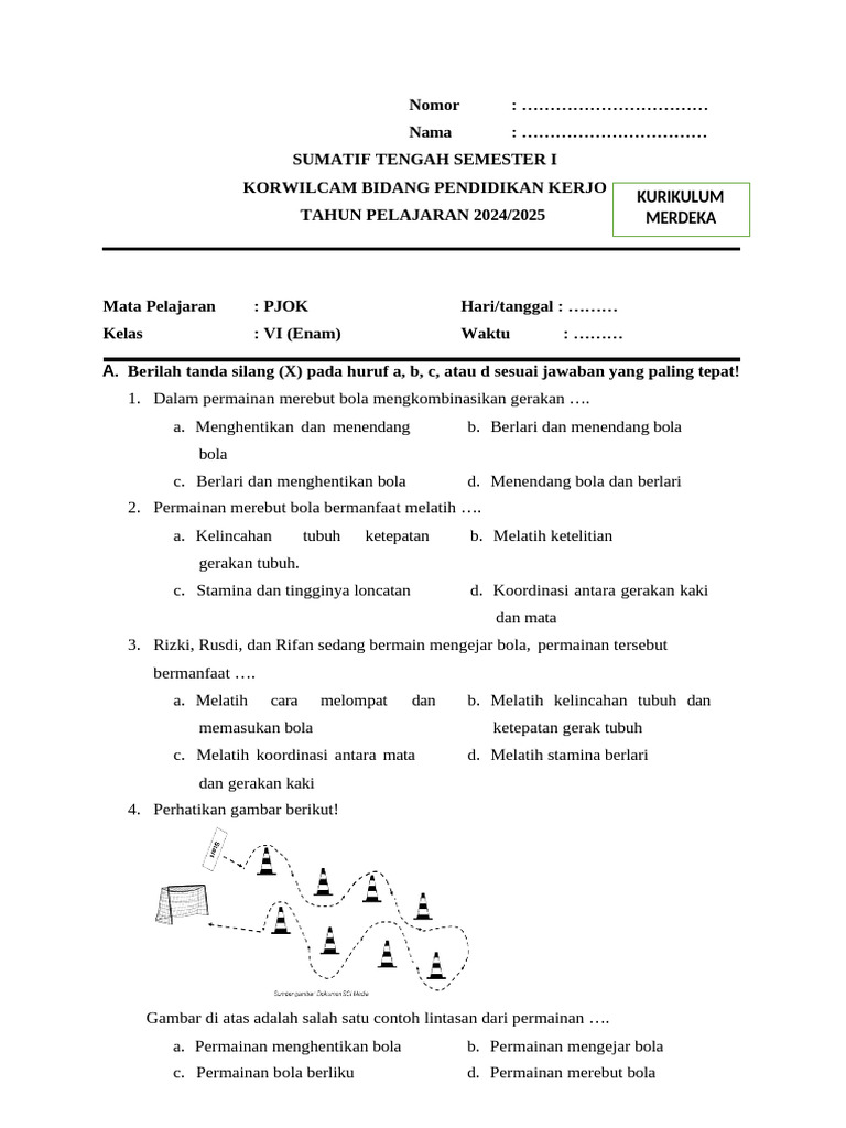 Soal PTS Pjok Kelas 6 SMT 1 | PDF
