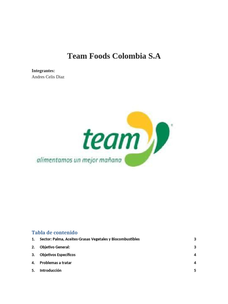 Team Foods Colombia S.A | PDF | Mercado (economía) | Monopolio