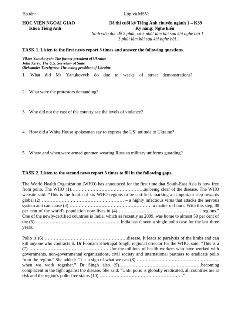 2final Listening K39-HK4. | PDF | Public Health | Viral Respiratory Tract Infections