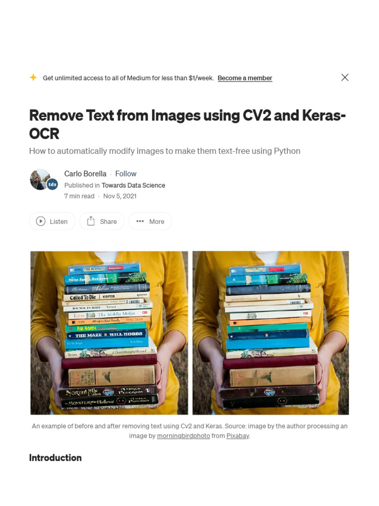 Remove Text from Images with CV2 & Keras | PDF | Optical Character Recognition | Artificial ...