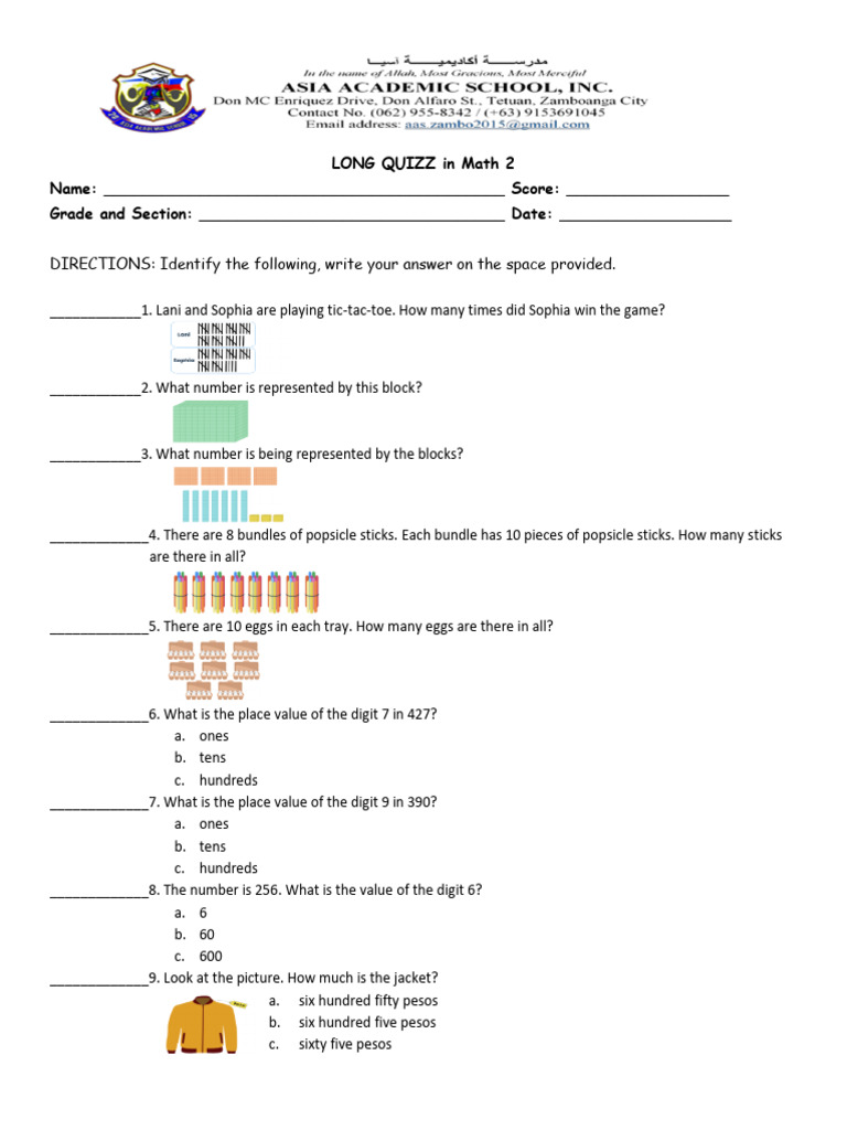 LONG-QUIZZ-IN-MATH | PDF