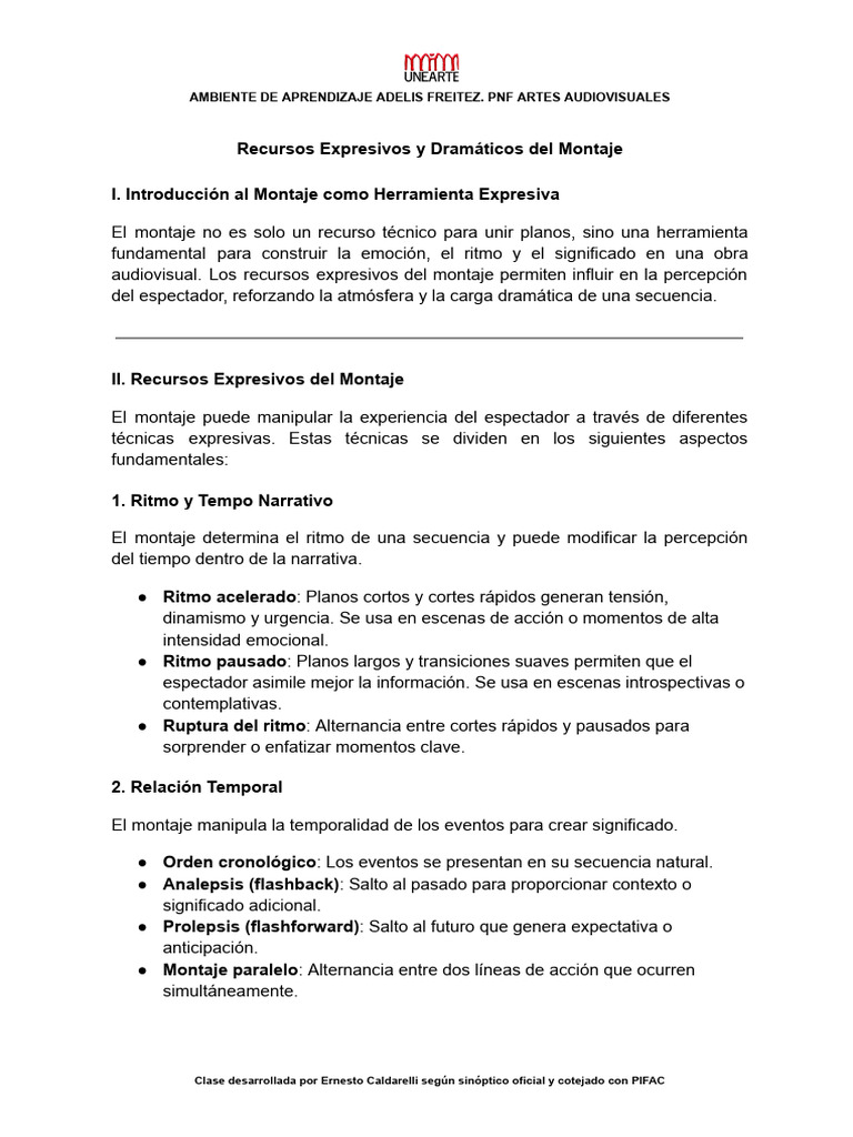 Clase 5. Recursos Expresivos y Dramáticos Del Montaje | PDF | Ritmo
