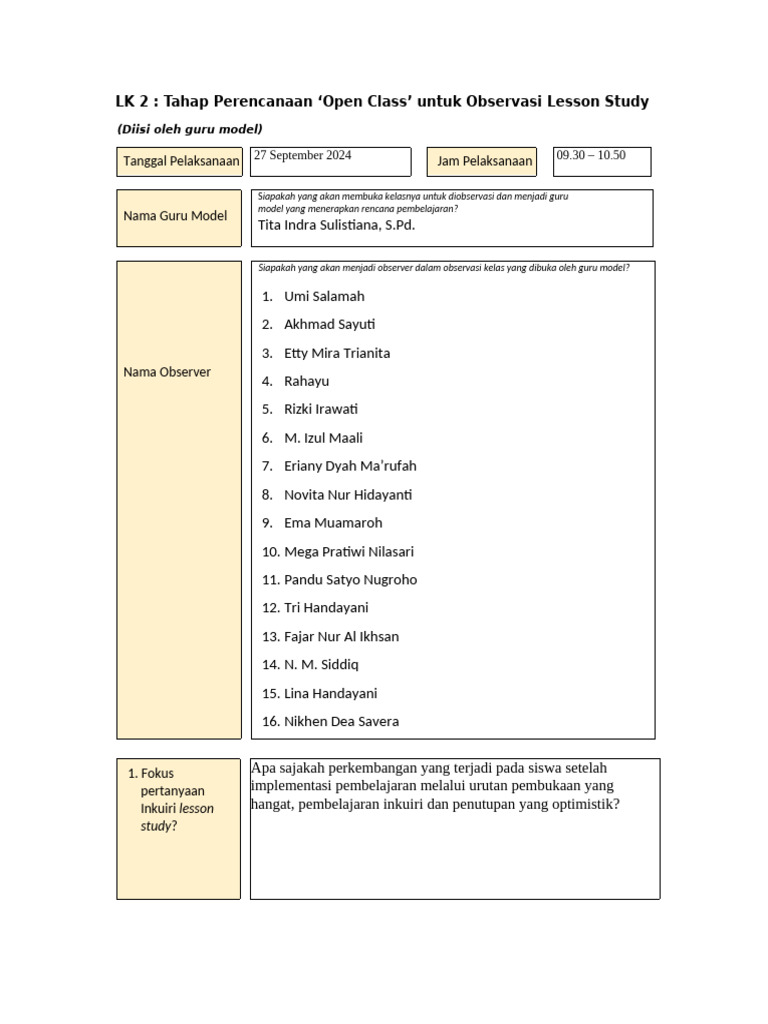 LK 2 Lesson Study | PDF