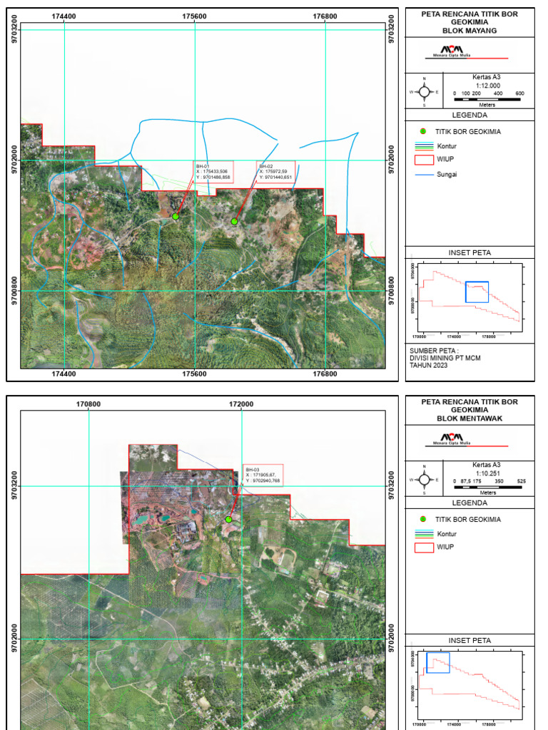 Peta Rencana Titik Bor Geokimia PT MCM 070423 | PDF