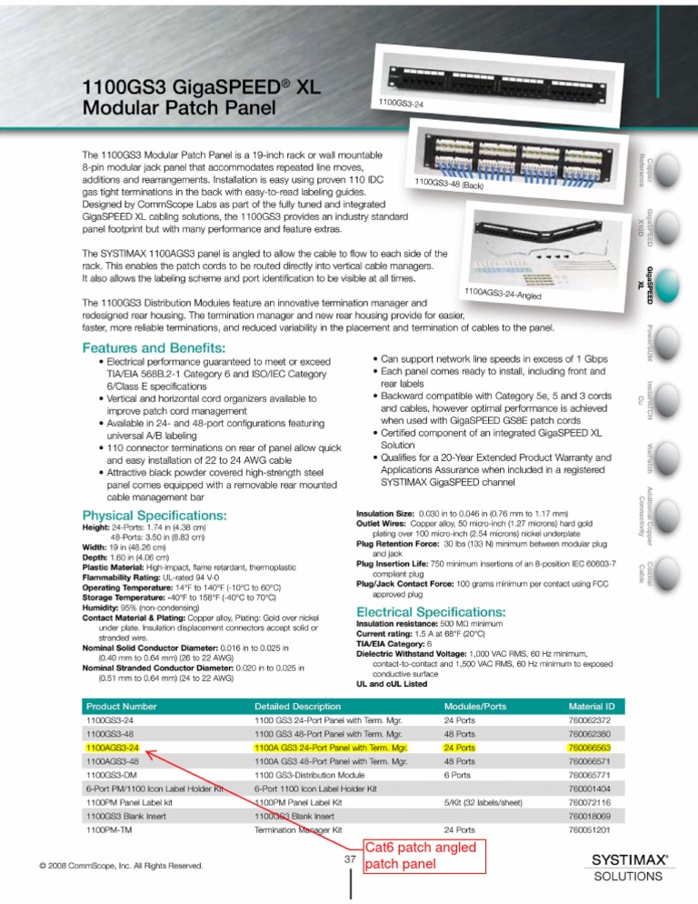 Systimax Cat6 Patch Panel | PDF | Electrical Connector | Insulator ...