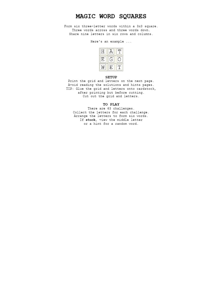 Magic Word Squares | PDF