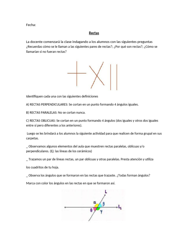 Angulos y Rectas 5to | PDF | Ángulo | Perpendicular