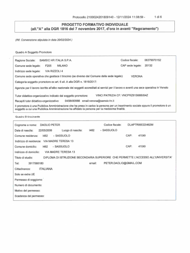 Progetto Formativo Firmato | PDF
